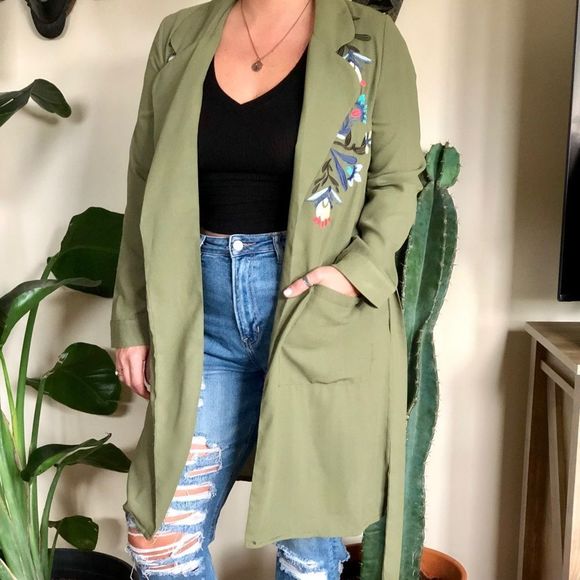 DAVI & DANI | Jackets & Coats | L4 For2 Davi And Dani Olive Embroidered ...